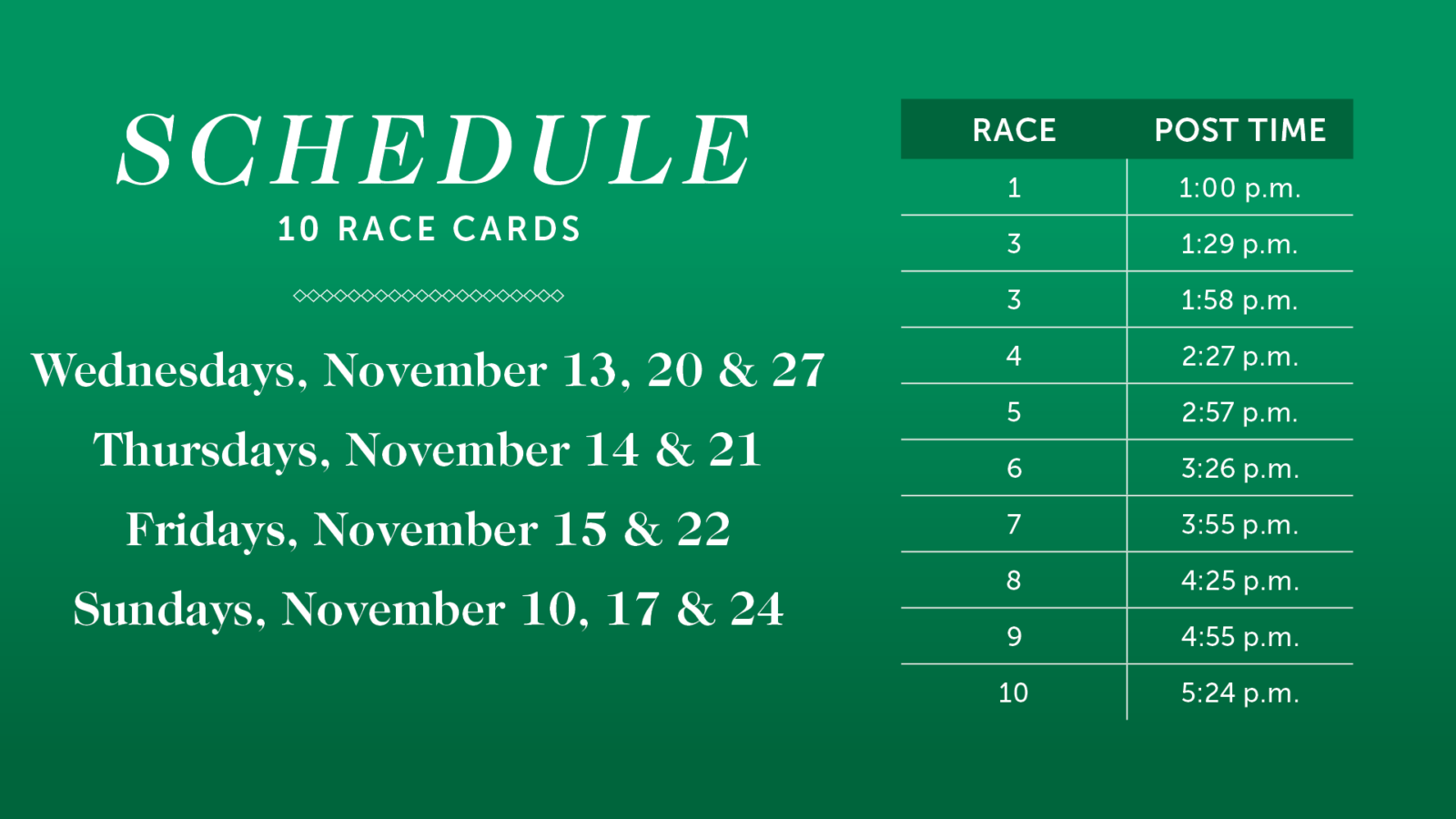 Live Racing | Calendar Events | Events | Fall Meet